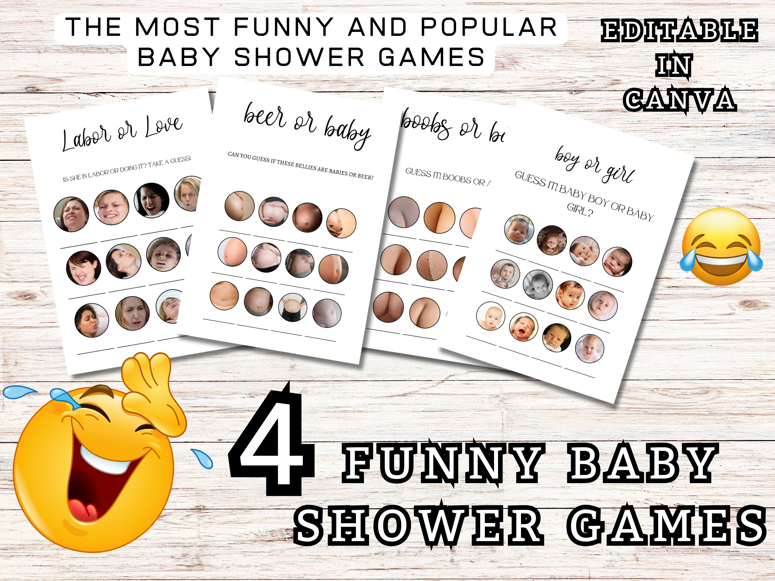 FUNNY Baby Shower GAMES, Minimalist Game Bundle, Baby Shower Minimalist ...