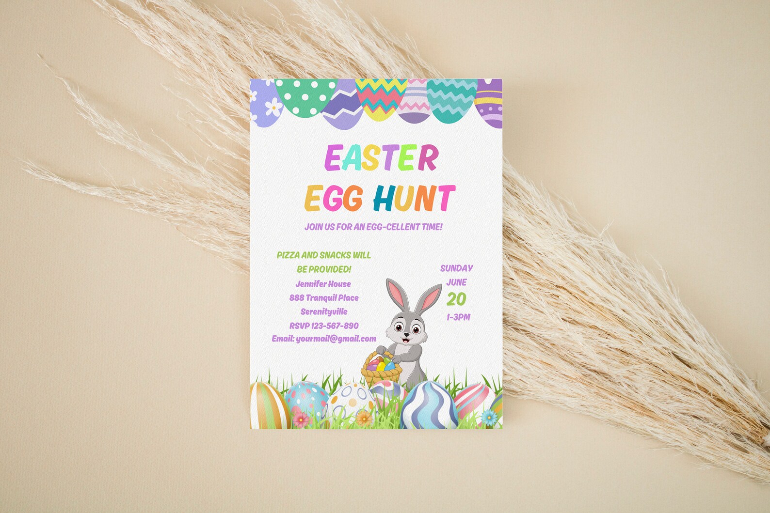 Easter Egg Hunt Invitation Printable , Editable Easter Celebration ...