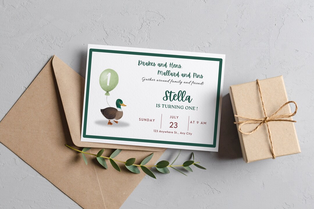 Duck Birthday Party Invitation-kids Birthday Invite Duck - Etsy