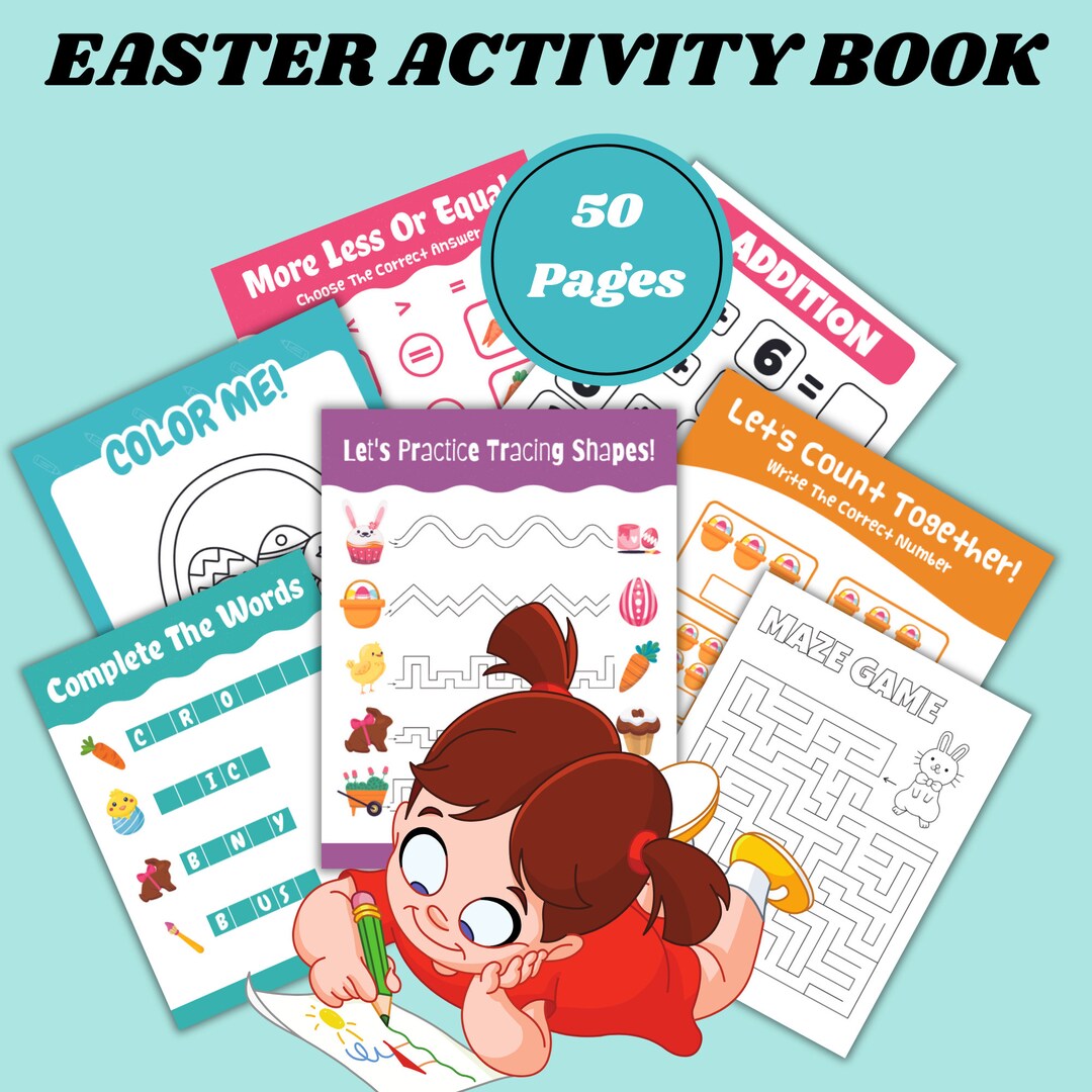 50 Activity Pages - Mazes, Coloring, Numbers - KDP Ready, Editable ...