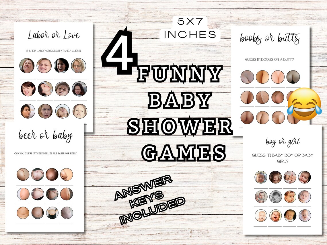 FUNNY Baby Shower GAMES, Minimalist Game Bundle, Baby Shower Minimalist ...