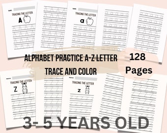 Alphabet Worksheets Printable Tracing Coloring Homeschool Teacher Kids ...