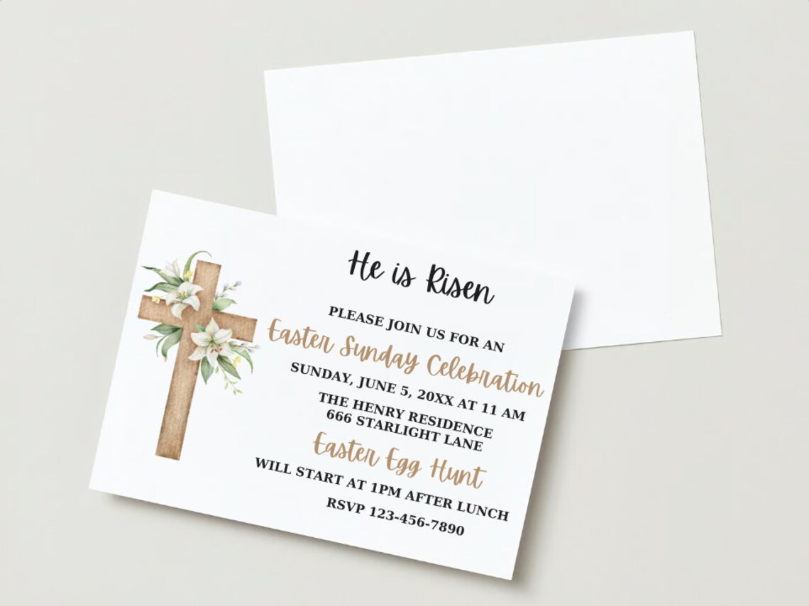 Christian Easter Invitation Easter Brunch Invitation Easter He Has ...