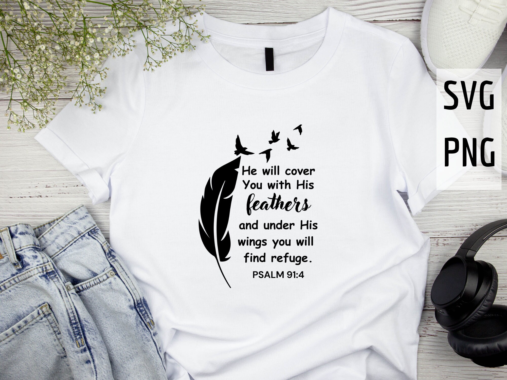 He Will Cover You With Feathers | Psalm 91:4 | PNG | SVG ...