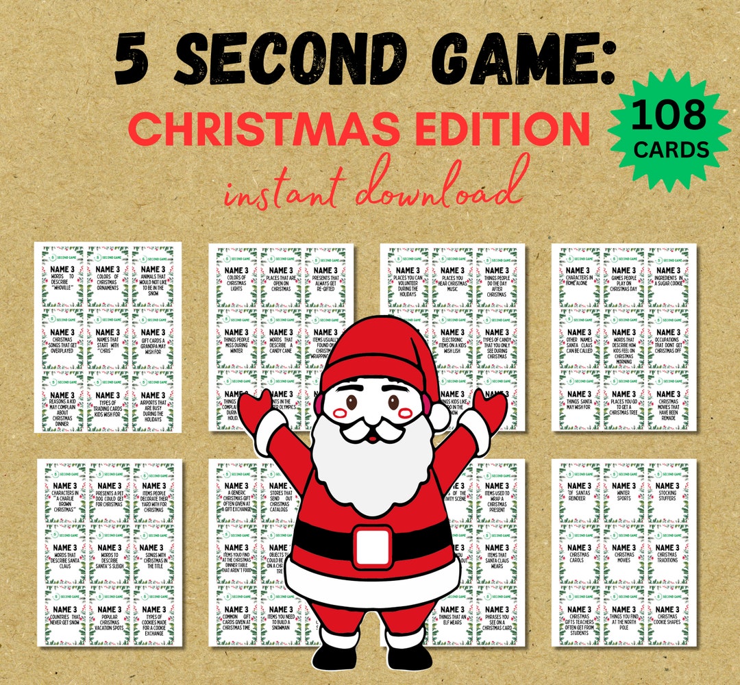 Christmas 5 Second Game | Printable Christmas Game | Christmas Party ...
