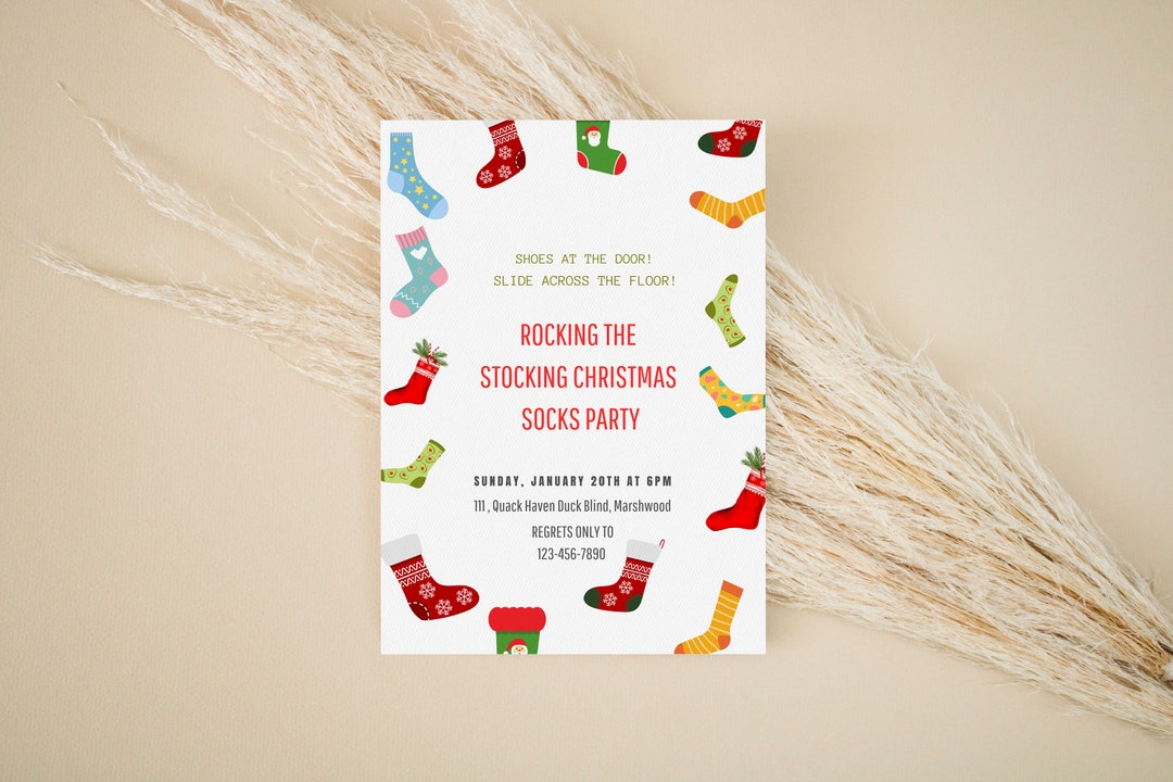 Sock Christmas Party Digital Invitation Template, Sock Exchange ...