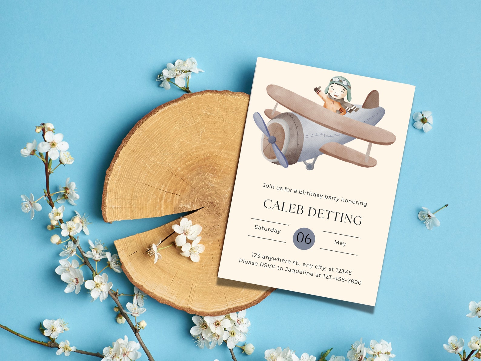 Modern Plane Invitation, Airplane Birthday Invitation Template,airplane ...