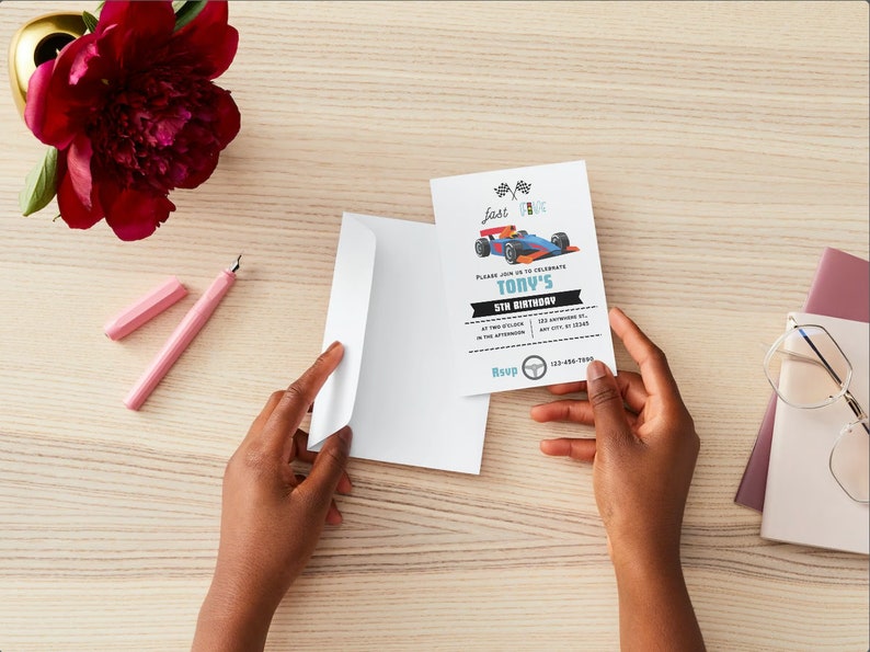 Editable Electronic Fast FIVE Birthday Invitation Race Car Birthday ...