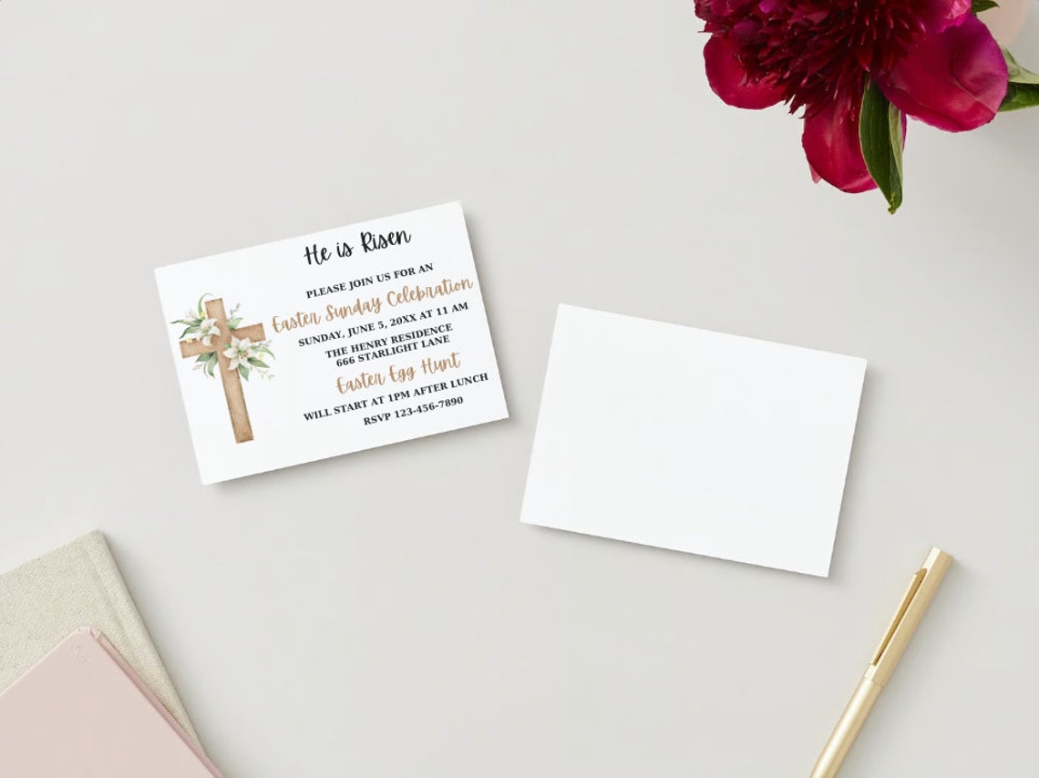 Christian Easter Invitation Easter Brunch Invitation Easter He Has ...