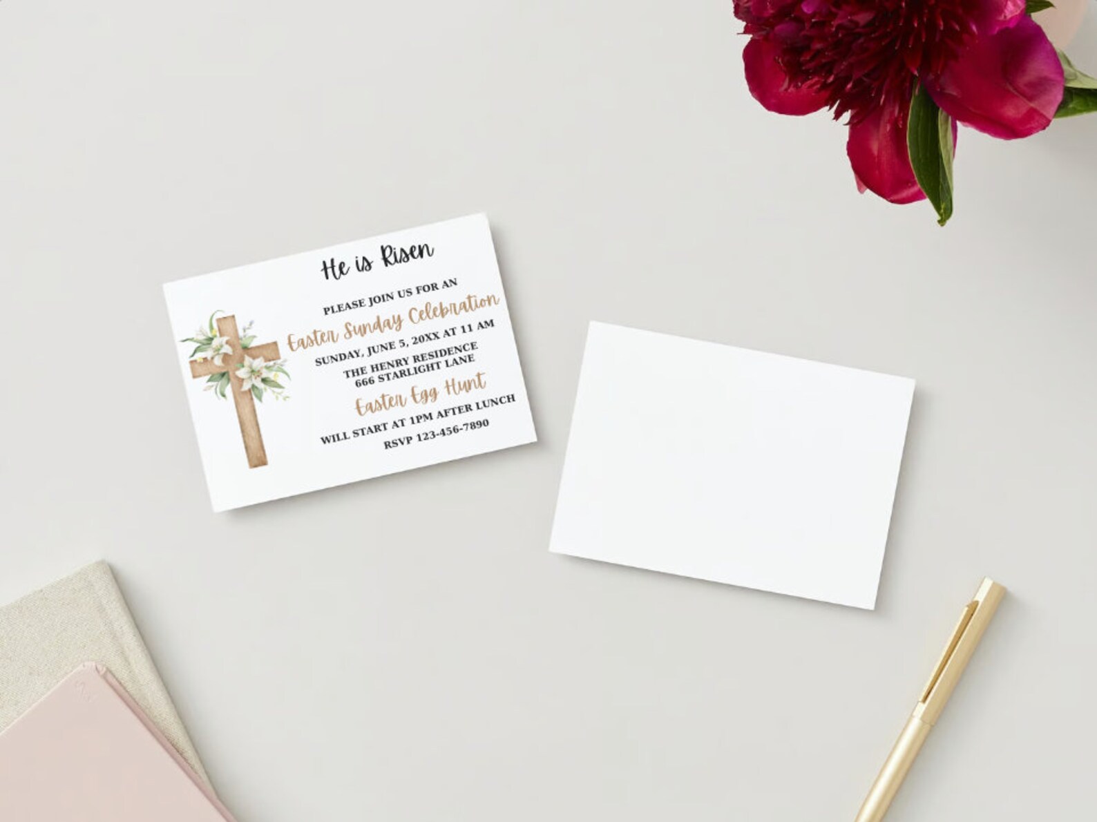 Christian Easter Invitation Easter Brunch Invitation Easter He Has ...