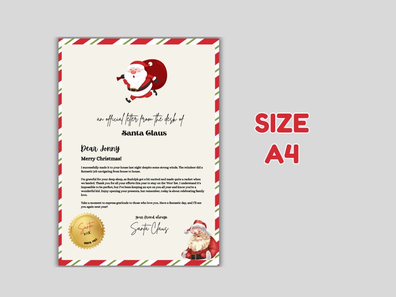 Santa Letter, LETTER From Santa, Santa Stationary Christmas Santa ...