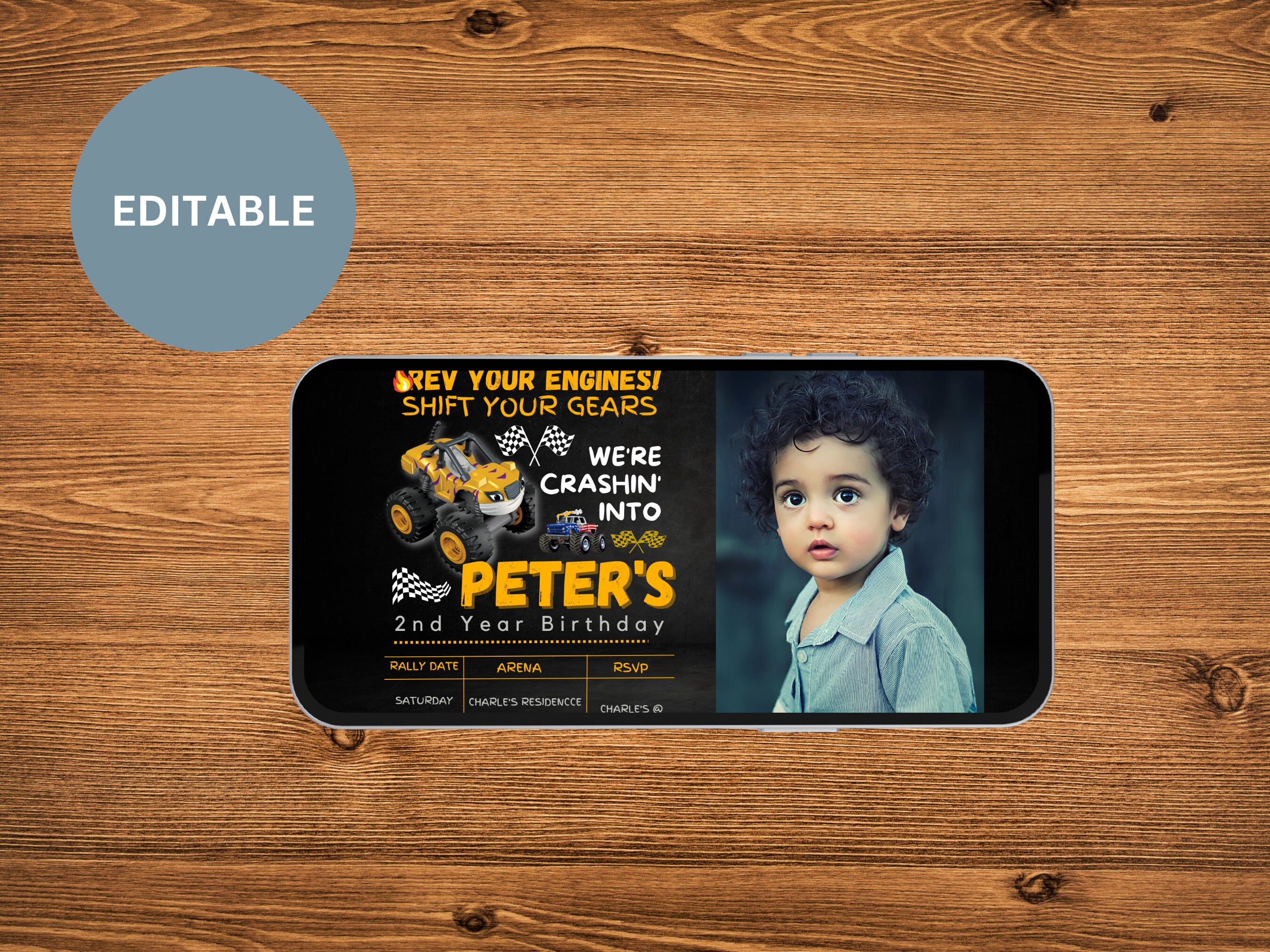 Truck Rally Editable Birthday Invitation Party Invitation digital ...