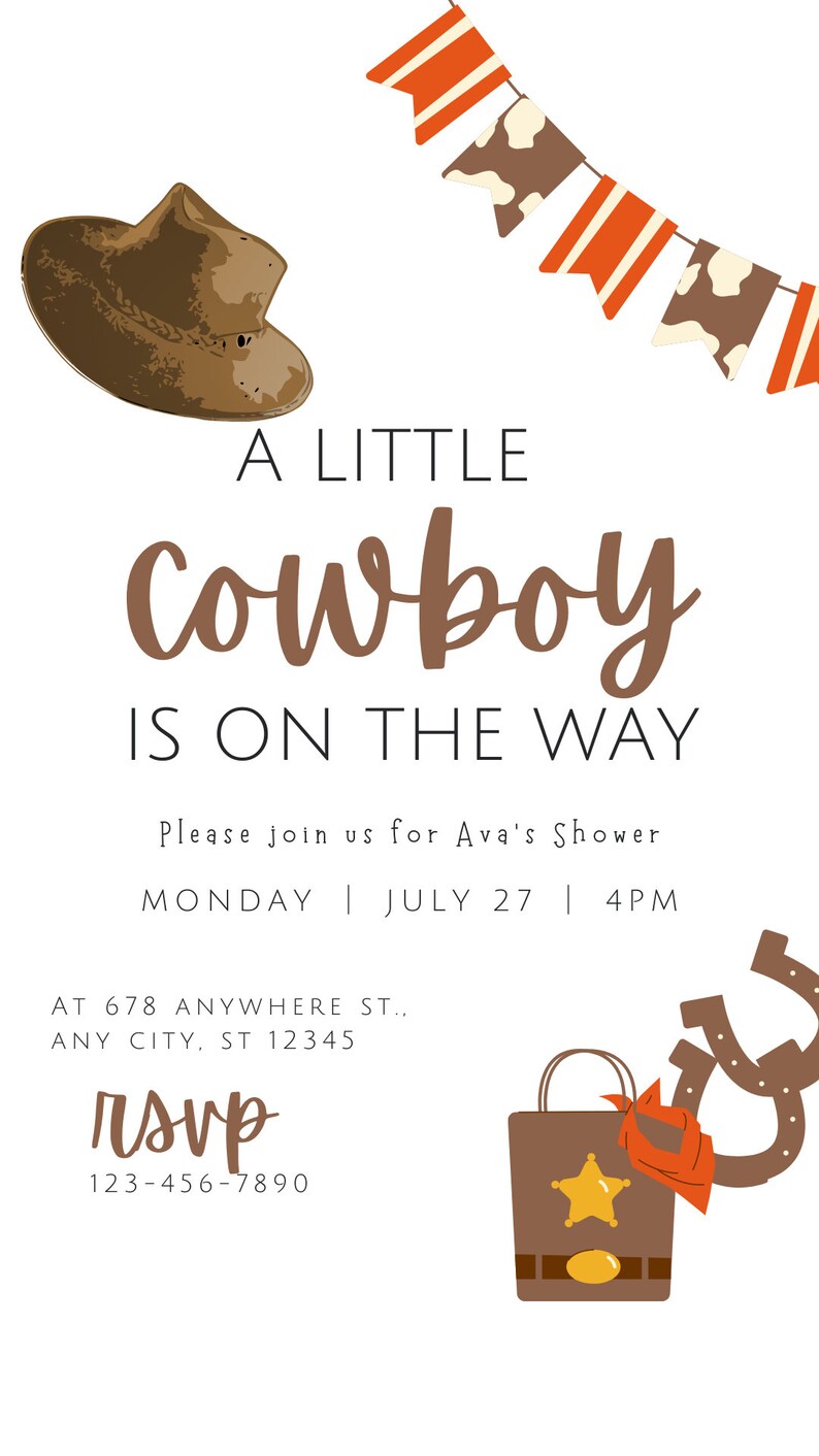 Cowboy Invitation, Wild West Birthday Invitation, Cowboy Printable ...