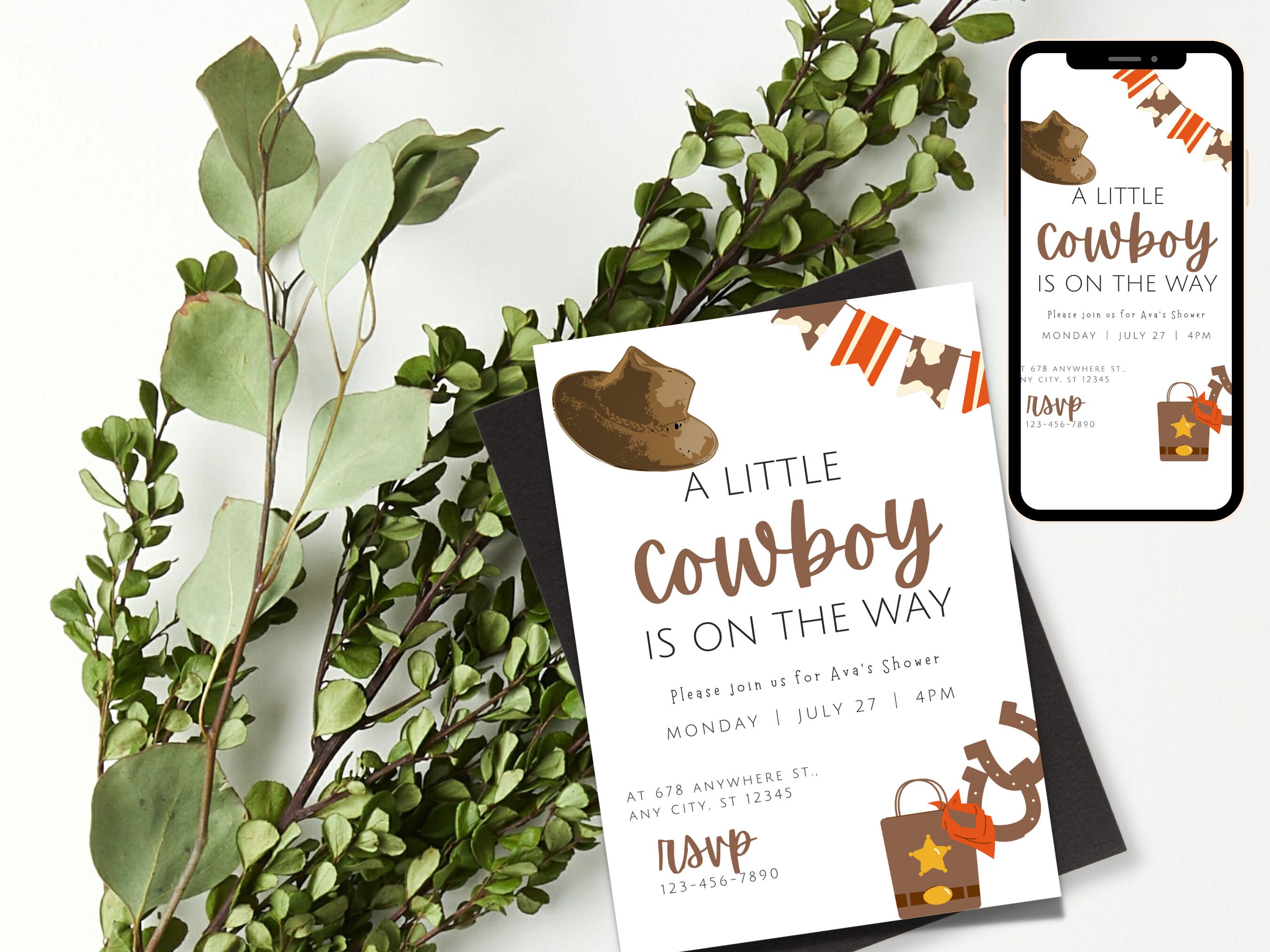 Cowboy Invitation, Wild West Birthday Invitation, Cowboy Printable ...