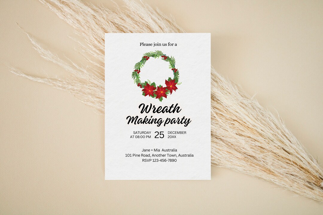 Christmas Wreath Party Invitation, Candles Advent Wreath Making Party ...