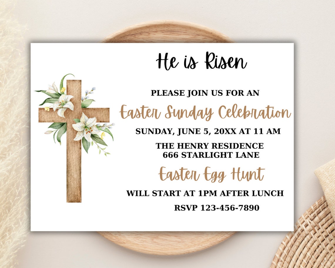 Christian Easter Invitation Easter Brunch Invitation Easter He Has ...