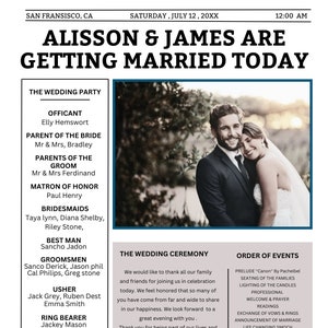 Editable Wedding Newspaper Program Newspaper Wedding Program - Etsy