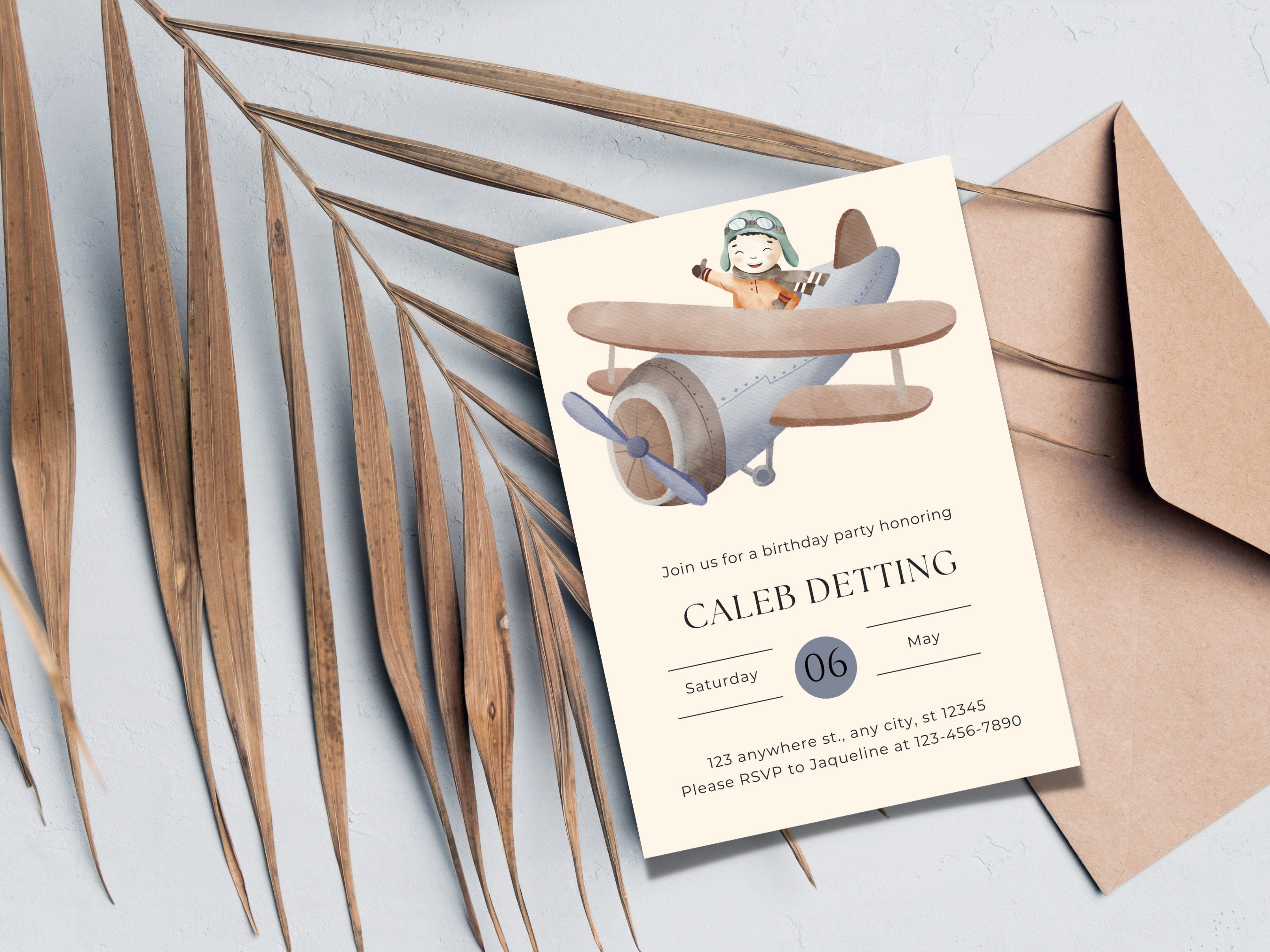 Modern Plane Invitation, Airplane Birthday Invitation Template,airplane ...