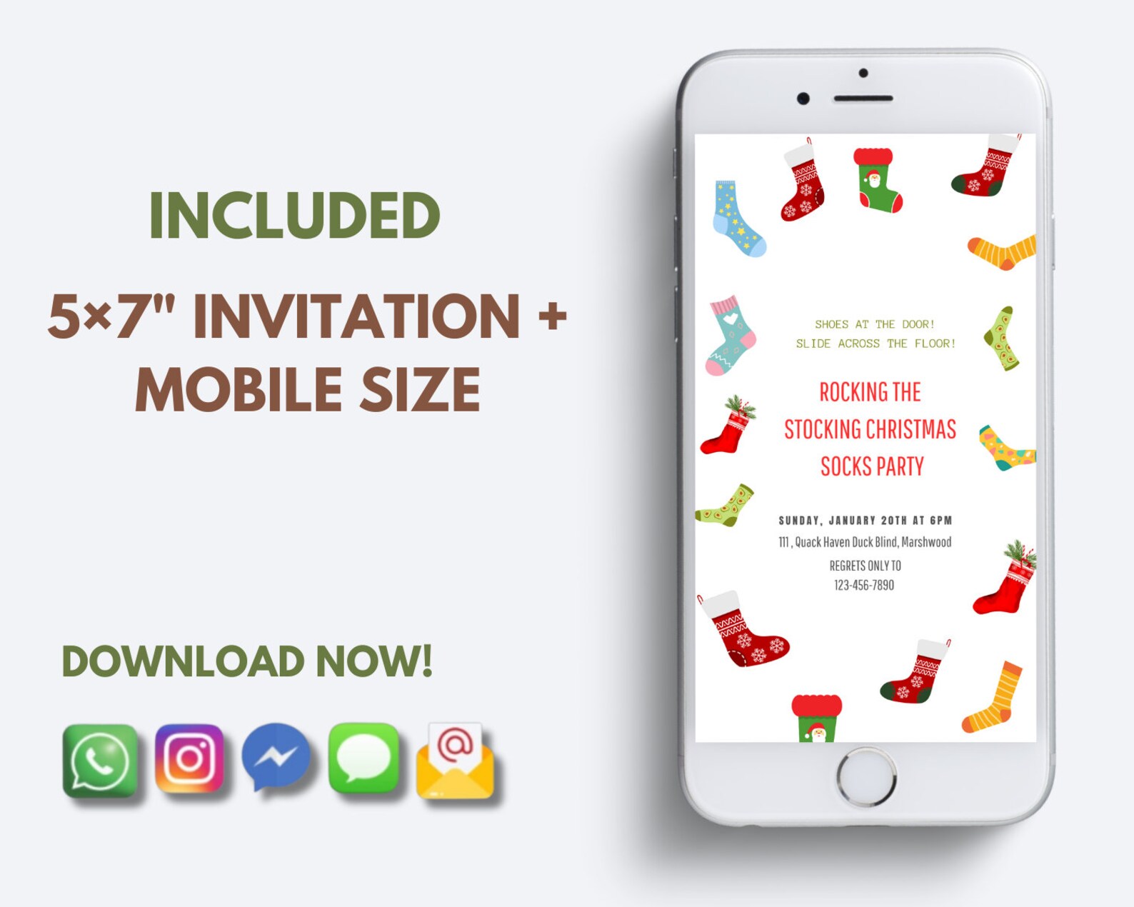 Sock Christmas Party Digital Invitation Template, Sock Exchange ...