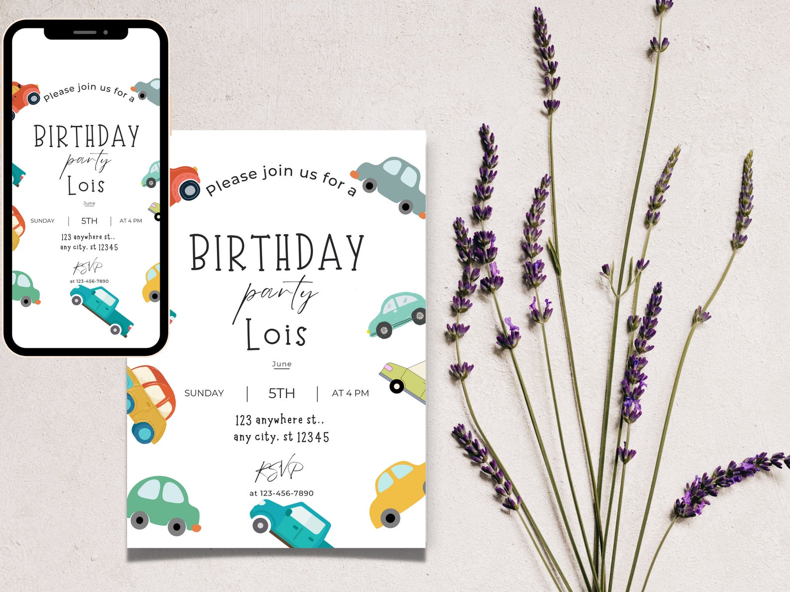 Car Invitations, Transport Invitation, Transportation Birthday Invites ...