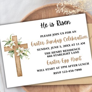 Christian Easter Invitation Easter Brunch Invitation Easter He Has ...