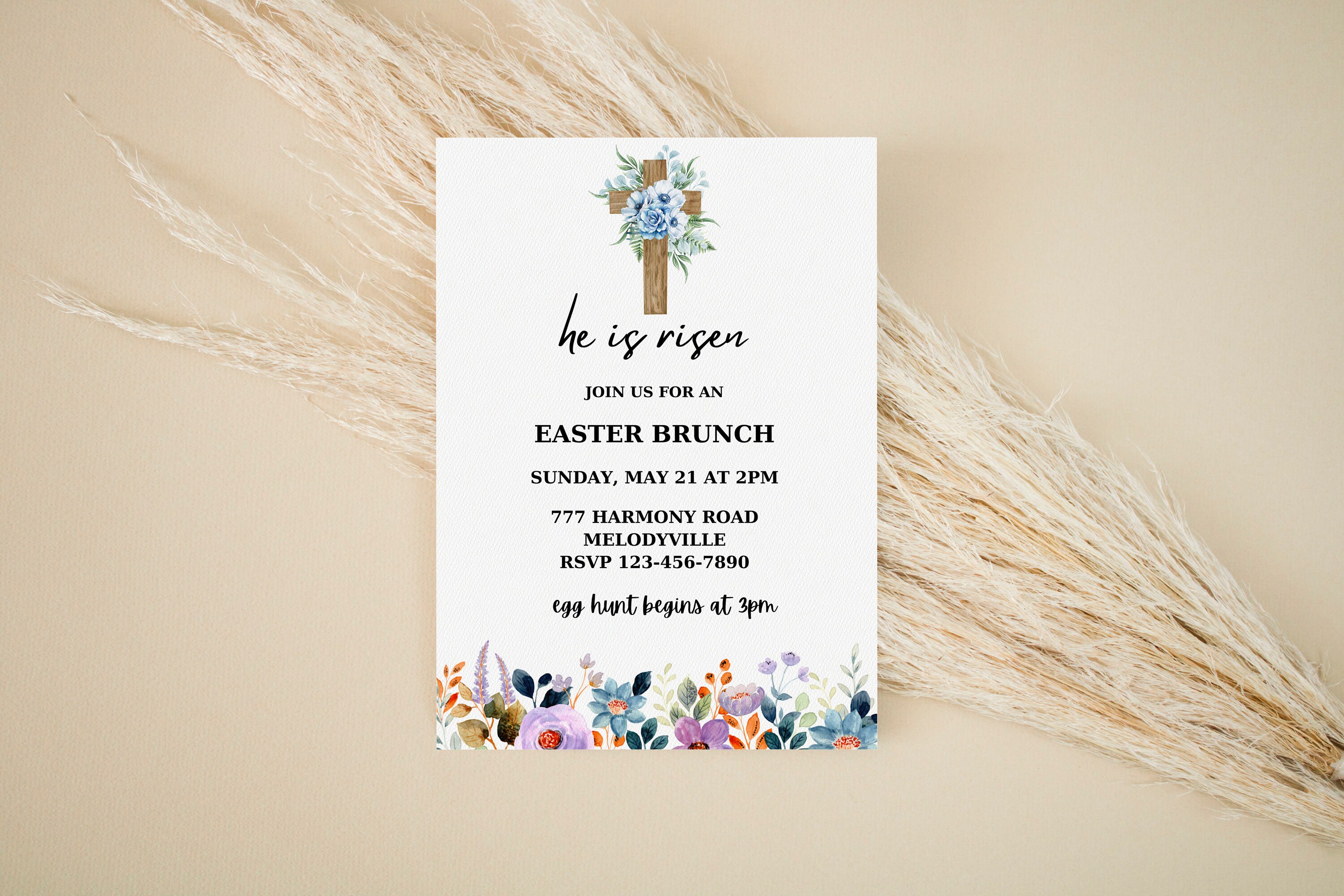 Christian Easter Invitation Easter Brunch Invitation Easter He Has ...