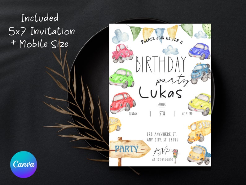 Car Invitations, Transport Invitation, Transportation Birthday Invites ...