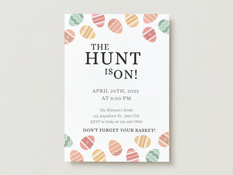 Easter Egg Hunt Invitation Printable , Editable Easter Celebration ...