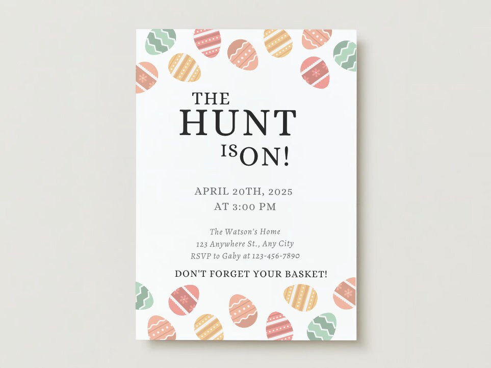 Easter Egg Hunt Invitation Printable , Editable Easter Celebration ...