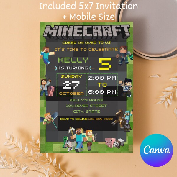 Mine Theme Birthday Invitation - Etsy