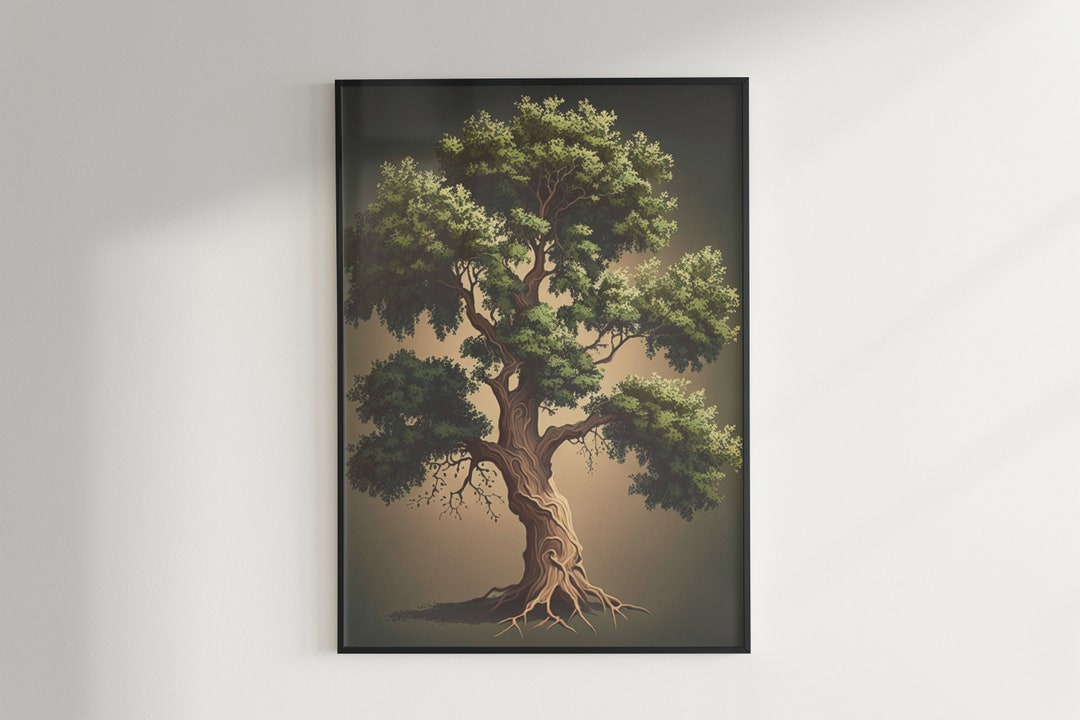 Simple Oak Tree, Printable Wall Art, Simple Oak Tree Art Print, Modern ...