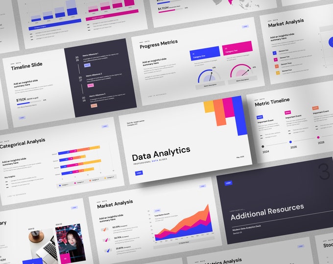 30-slide Waterfall Chart PPT Template | Data Analysis, Business ...