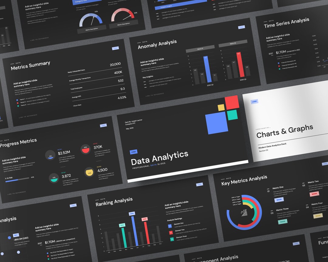 Data Analytics Powerpoint Template dark Mode Business Analysis