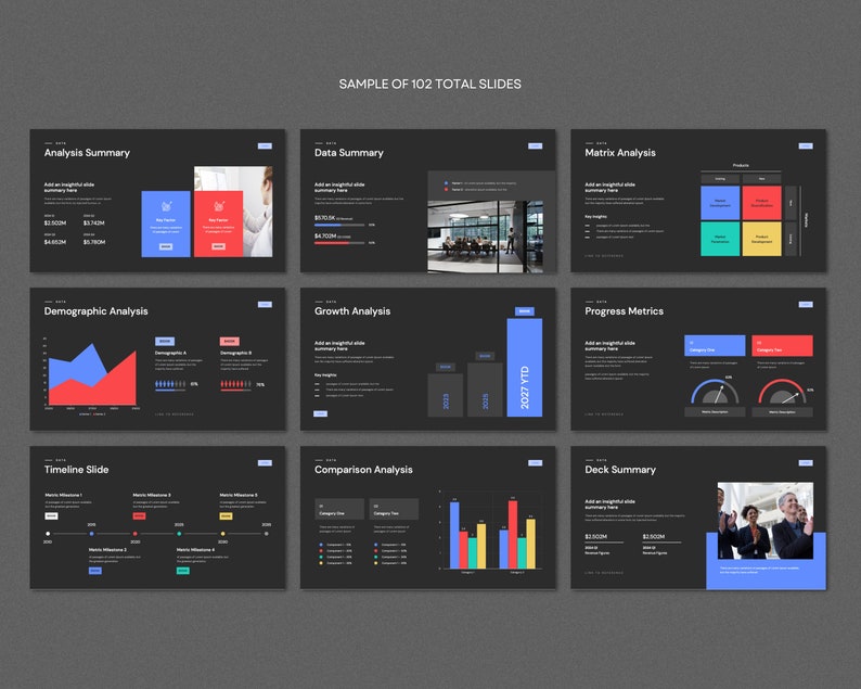 Data Analytics Powerpoint Template dark Mode Business Analysis Slide ...