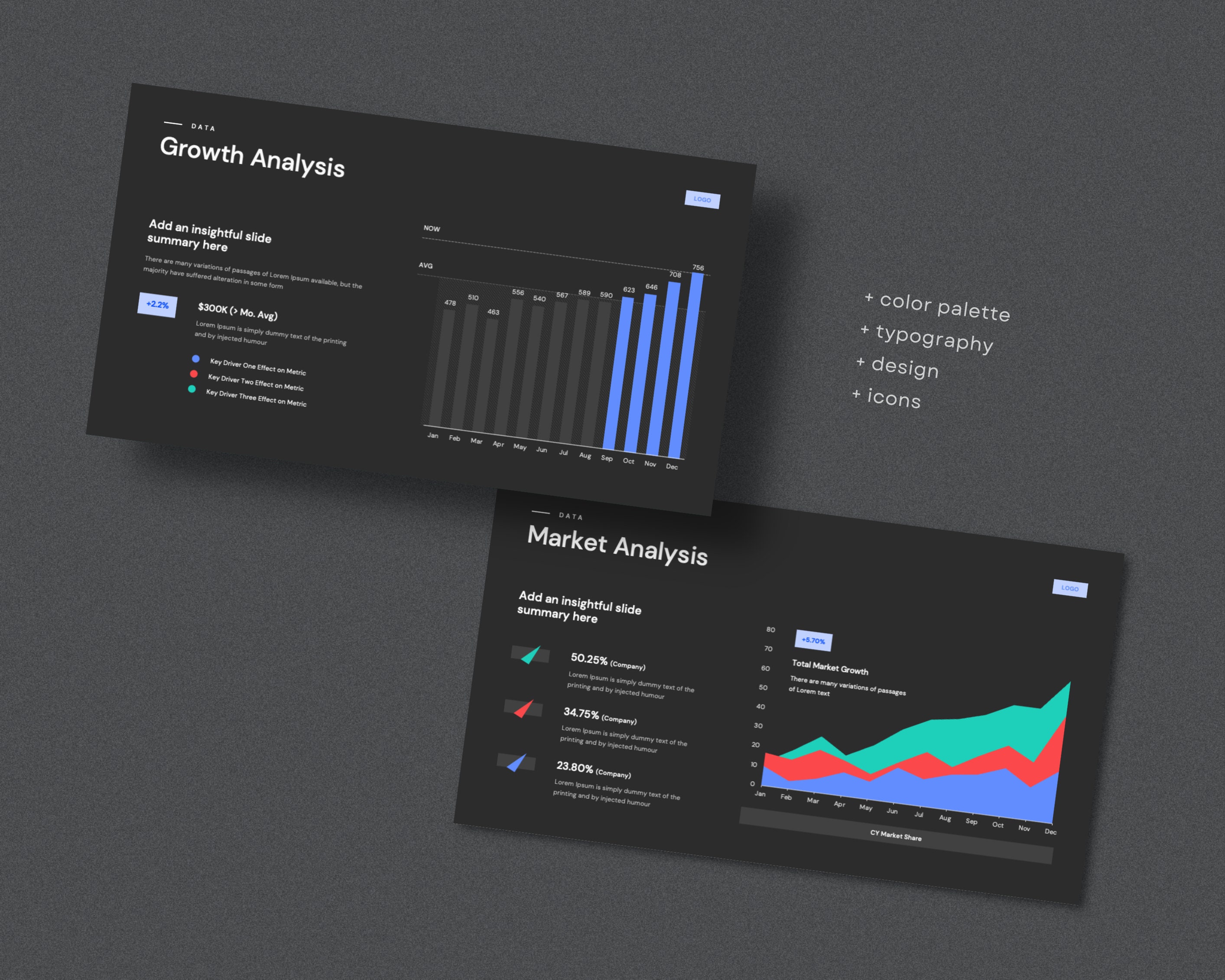 Data Analytics Powerpoint Template dark Mode Business Analysis Slide ...