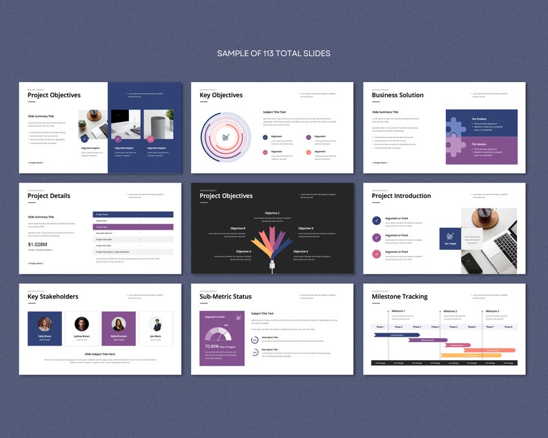 Project Kick-off & Status Report Deck | Project Management | Corporate ...