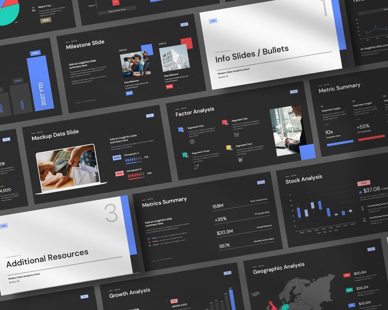 Data Analytics Powerpoint Template dark Mode Business Analysis