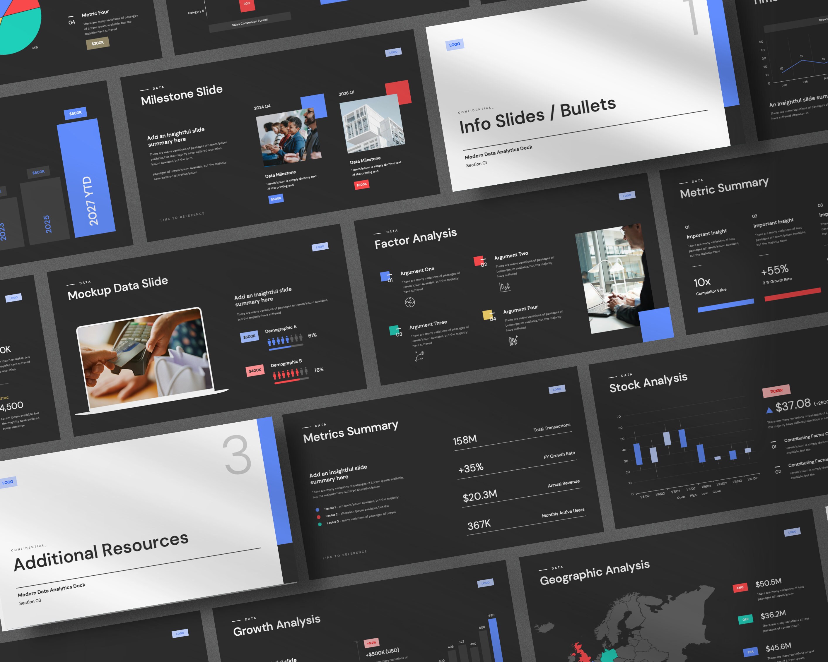 Data Analytics Powerpoint Template dark Mode Business Analysis Slide ...