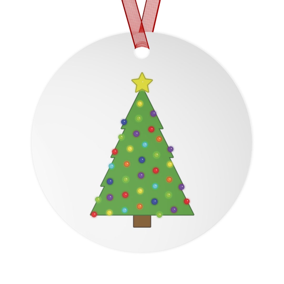 Round Metal Christmas Ornament Holiday Lights Tree Star - Etsy