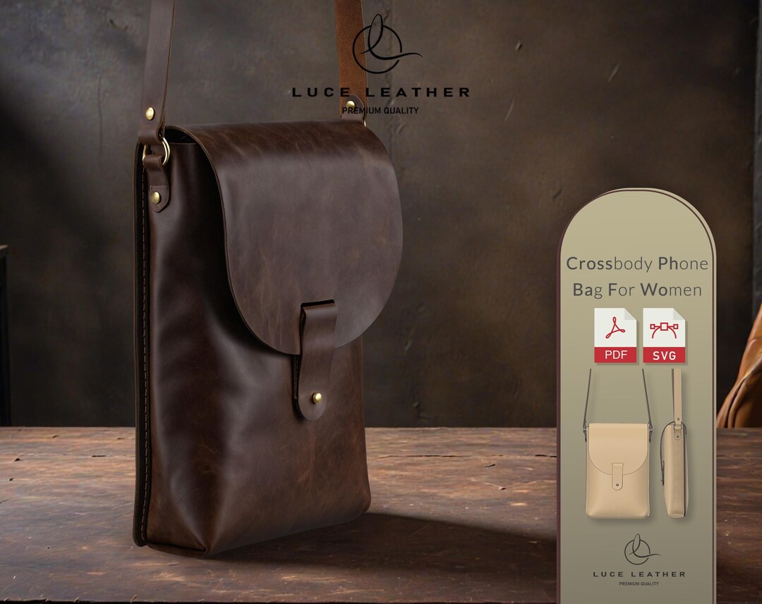 Leather Crossbody Bag Pattern | DIY Crossbody Bag Template | PDF & SVG ...