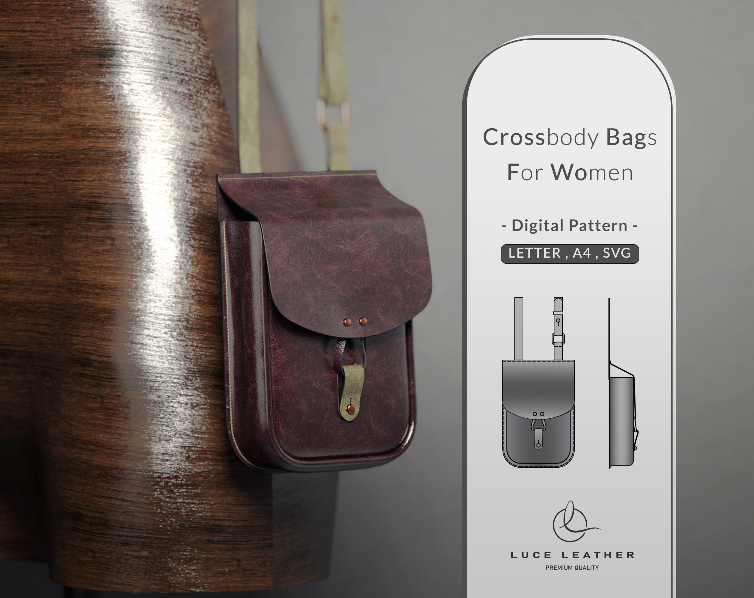 PDF & SVG Pattern for Minimalist Crossbody Bag | Digital Download ...
