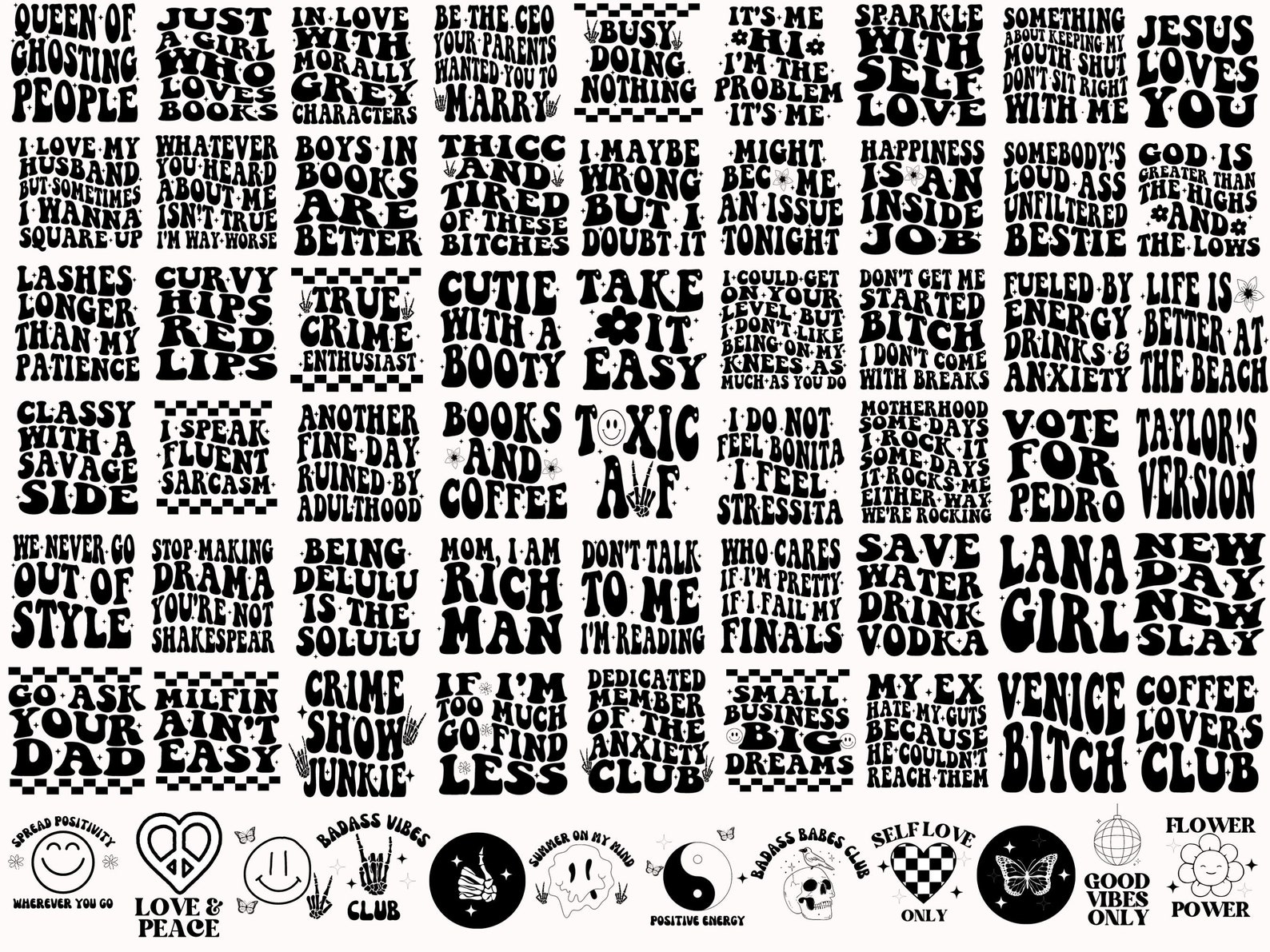 400 Groovy SVG, Bundle, Boho Svg, Hippie Svg, Aesthetic Svg ...