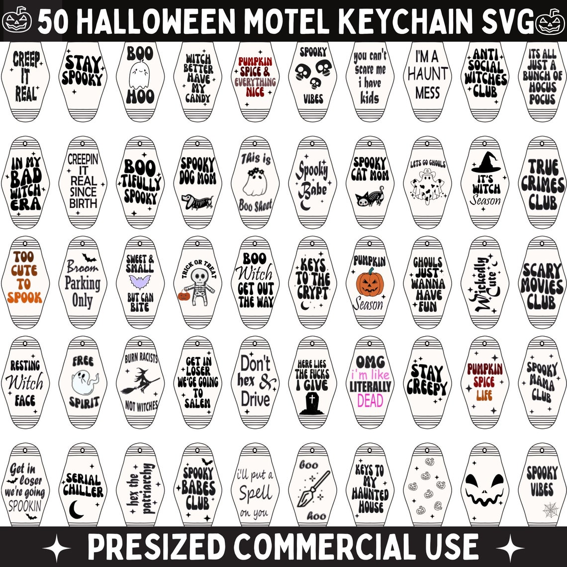 50 Halloween Motel Keychain SVG Bundle,motel Keychain Svg,hotel ...