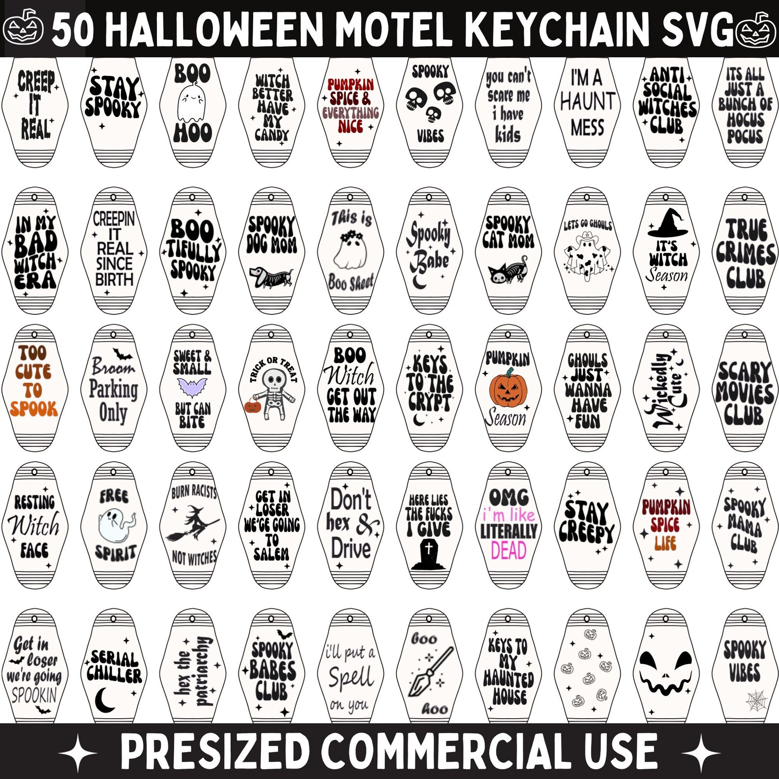 50 Halloween Motel Keychain SVG Bundle,motel Keychain Svg,hotel ...