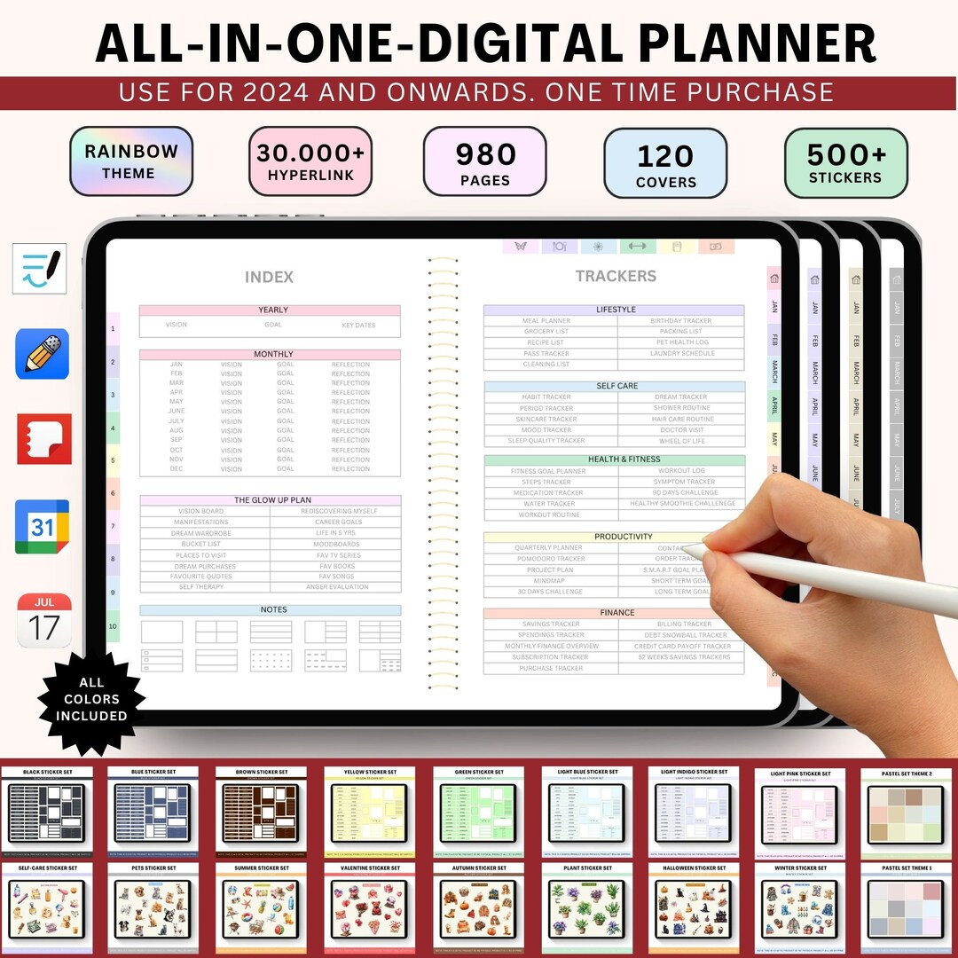 All-in-one Digital Planner 2024, 2025, Undated Digital Planner ...
