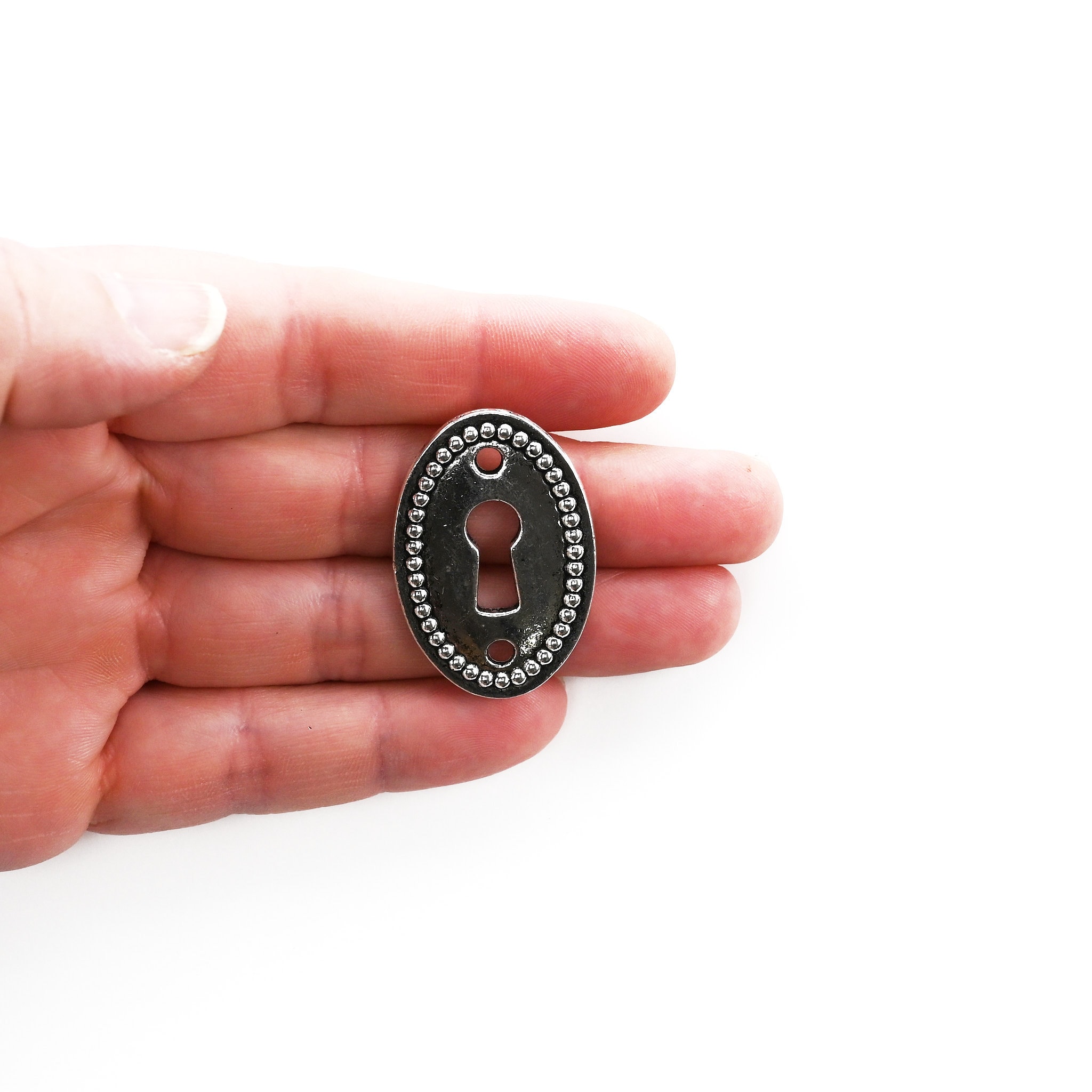 Keyhole Plate Charm Pendant Oval Keyhole Escutcheon 32mm X 24mm - Etsy