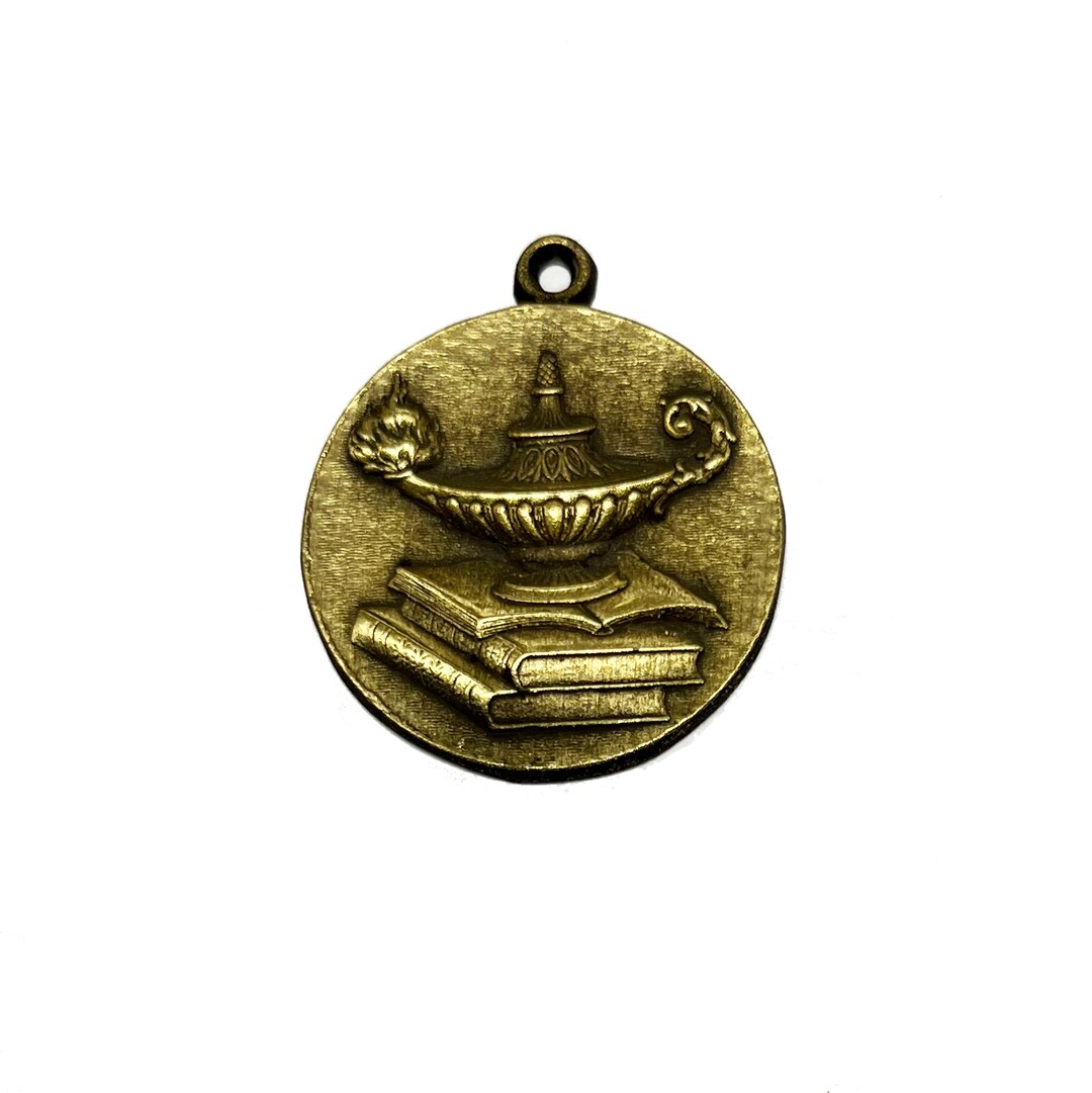Lamp of Knowledge Medallion Medal Zinc Alloy 30mm Round - Etsy