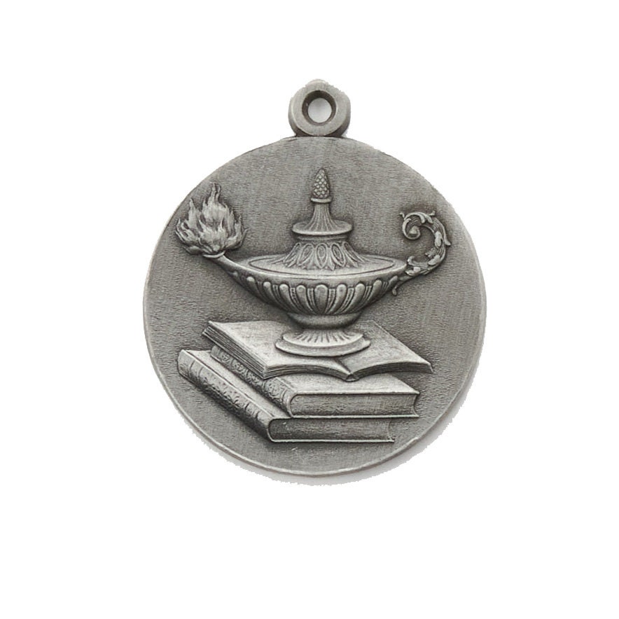 Lamp of Knowledge Medallion Medal Zinc Alloy 40mm Round - Etsy
