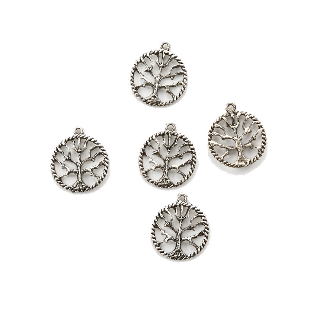 Antique Silver Tree of Life Charm Pendant 21mm - Etsy