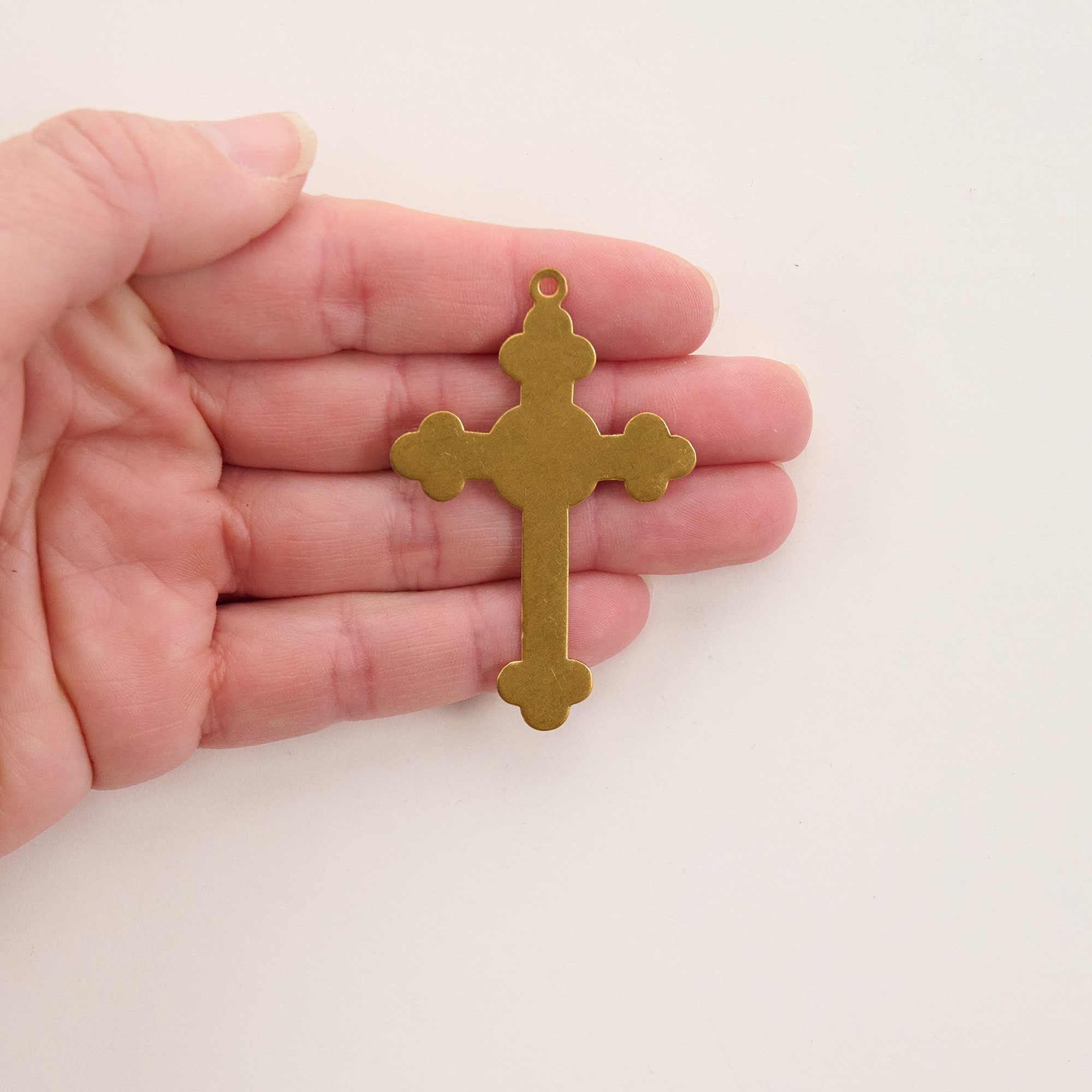 Vintage Raw Brass Florentine Cross Stamping 60mm - Etsy